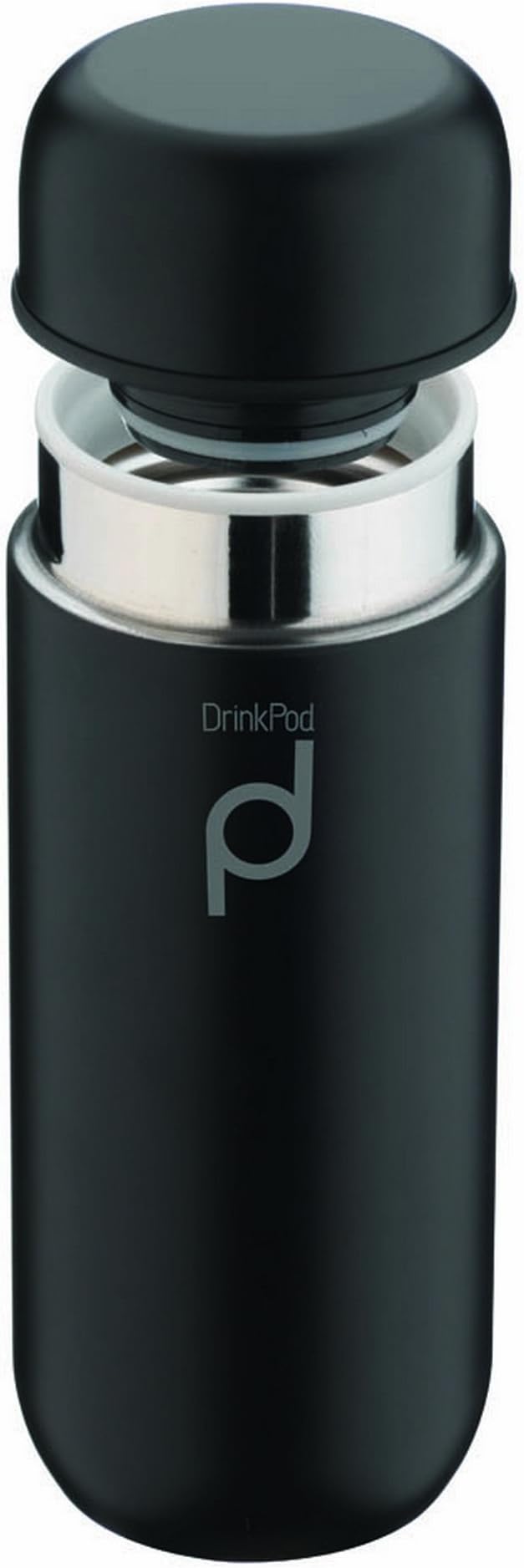 Drink Pod Vacuum Insulated Flask, Stainless Steel, Black, 200ml ...