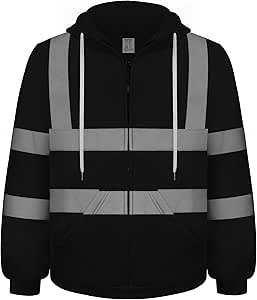 TCCFCCT Hi Vis Hoodies for Men Women Class 3 Safety Jacket Reflective with Zipper, High ...
