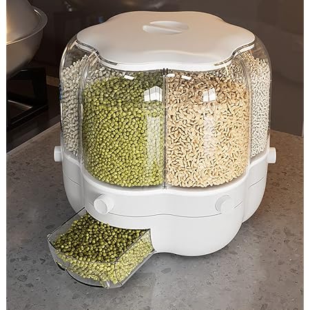 ONCARNIVAL Rice and Grain Storage Container, 360° Rotating Food ...