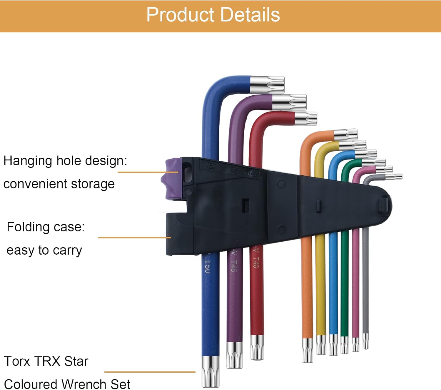 TOOGOND Juego de llaves Allen de 9 piezas juego de llaves hexagonales ...