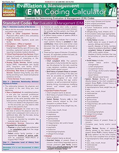 Evaluation & Management (E/M) Coding Calculator (Quickstudy: Academic) by Inc. BarCharts (2007 ...