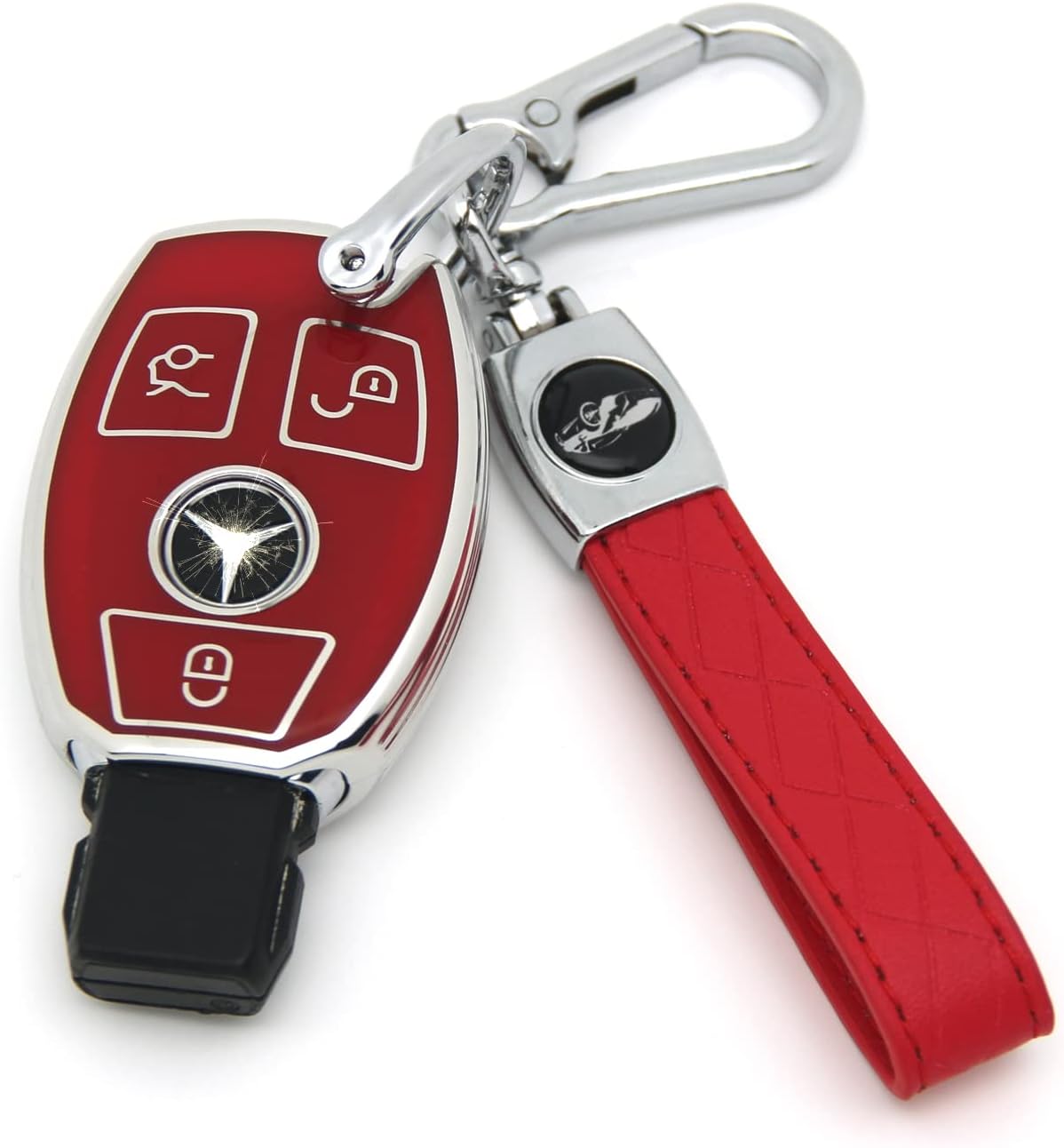Amazon.com: Kirsnda for Mercedes benz key fob cover case,with keychain ...