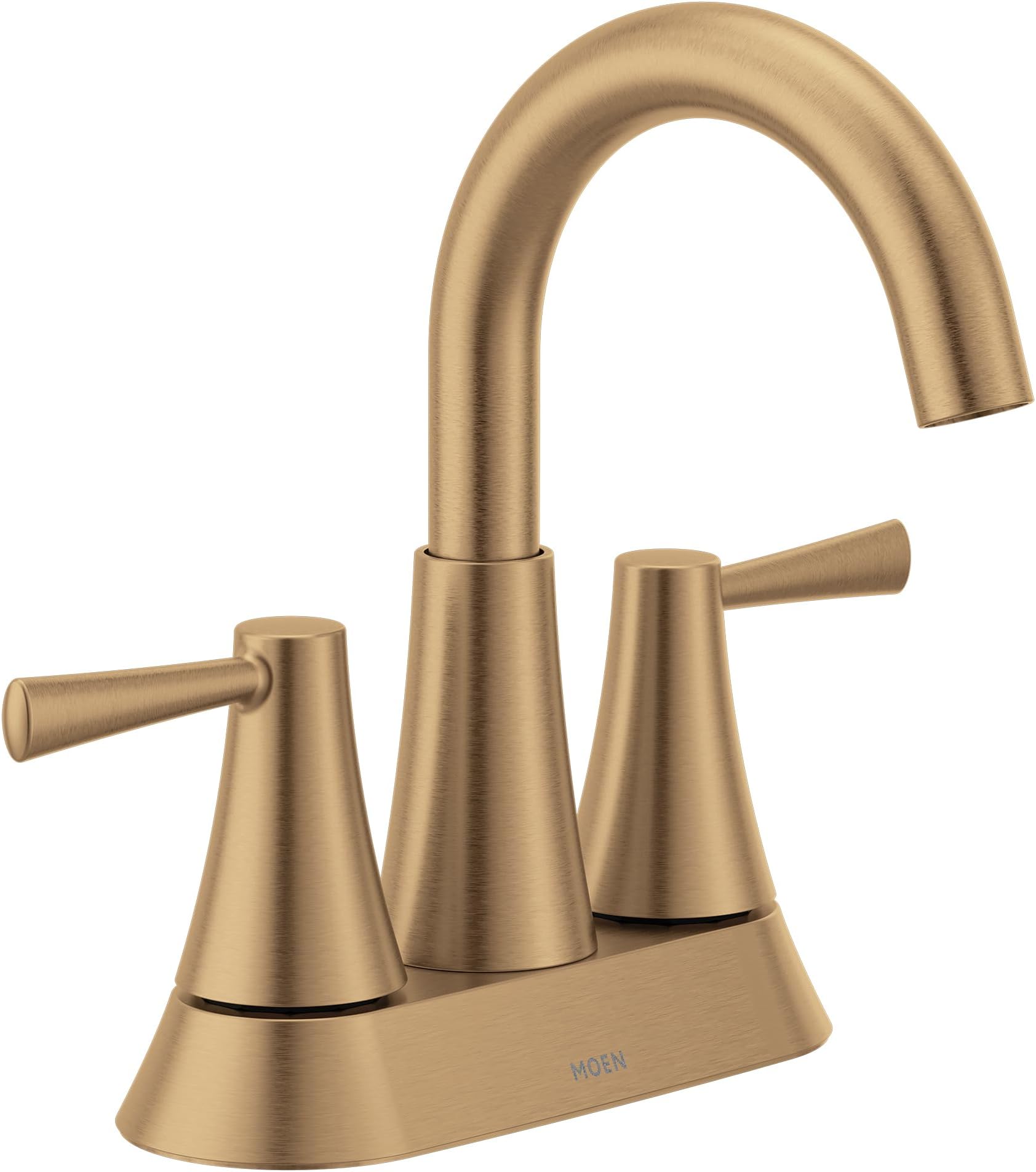 Moen Ronan Bronzed Gold Two-Handle 4" Centerset Modern Bathroom Faucet ...