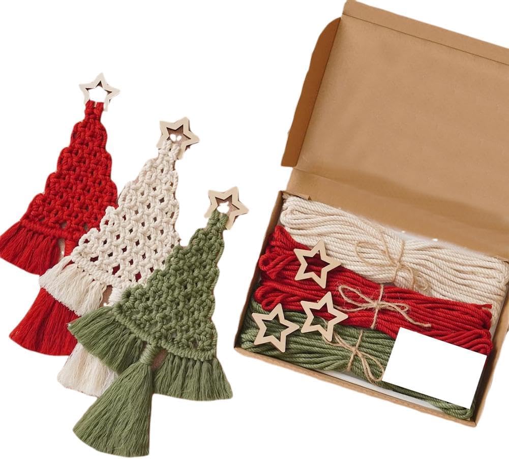 ZEROYOYO Unique Christmas Tree DIY Kit, Woven Macrame Christmas Trees ...