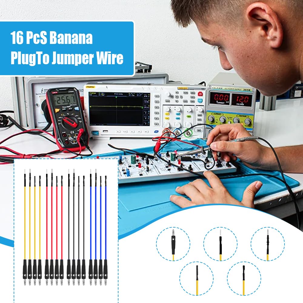 Snapklik.com : KAWISH Banana Plug Jumper Wires Kit, 16pcs 4mm Stackable ...