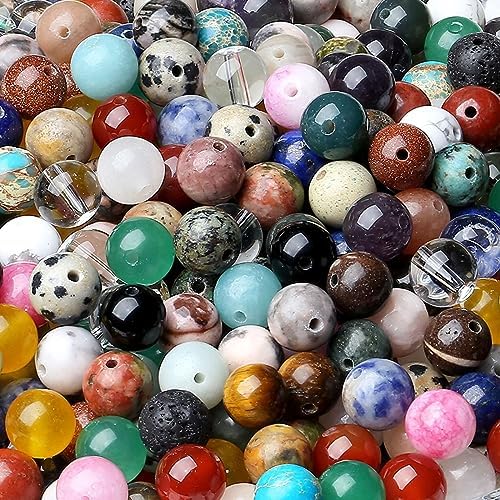Amazon.com: LAIDANLA Multicolor 100PCS 8mm Natural Stone Beads Round ...