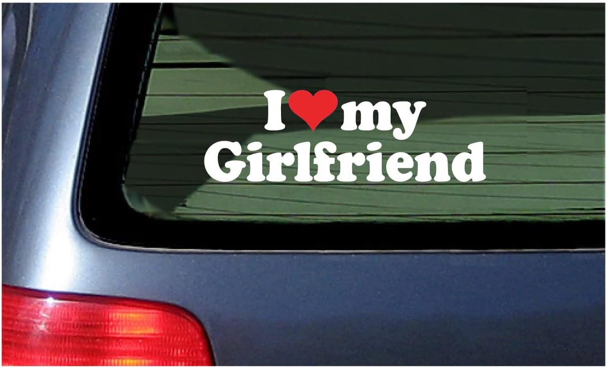 Amazon.com - I Love My Girlfriend ~ White Car Window Sticker with Red ...