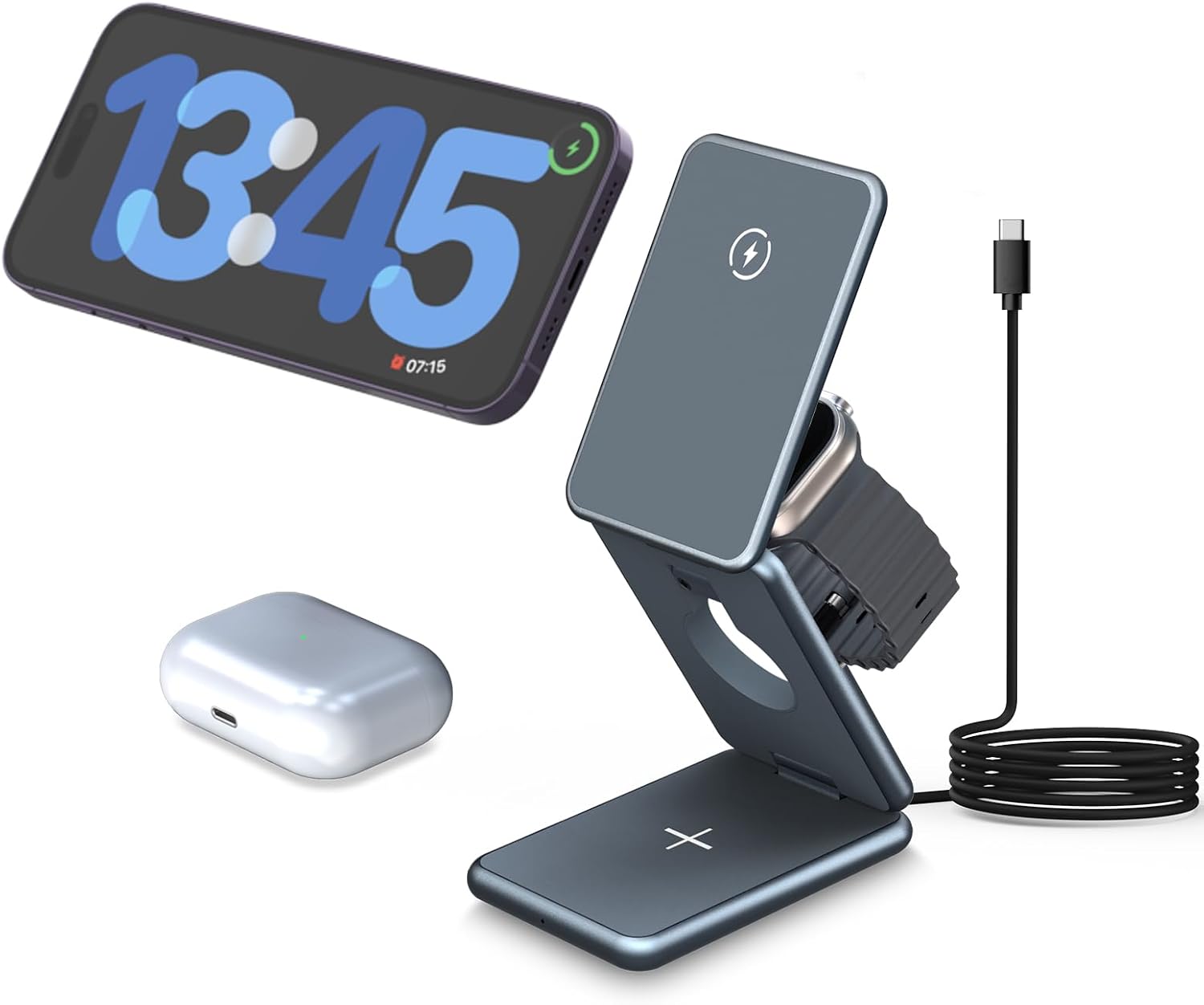 Foldable Wireless Charger for iPhone 15/14/13/12, 3 in 1 Multi Folidng ...