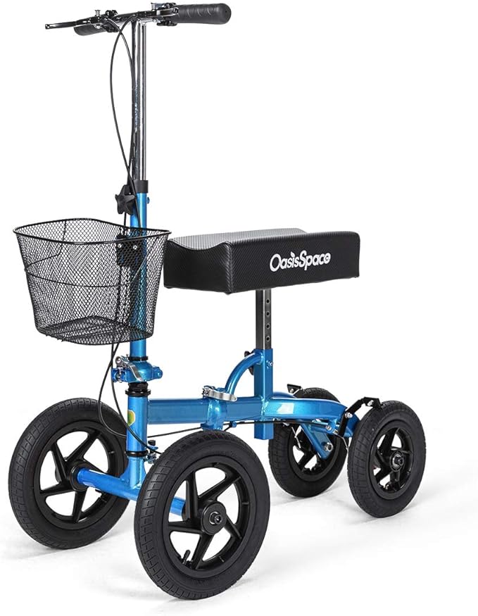 OasisSpace All Terrain Knee Scooter, Knee Walker with 12” Non-Pneumatic ...