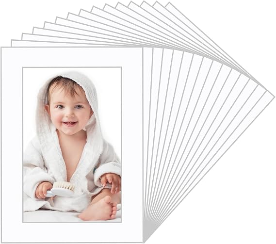 15 Pack 5x7 Picture Mat for 4x6 Pictures Display, Acid-Free, White Pre ...
