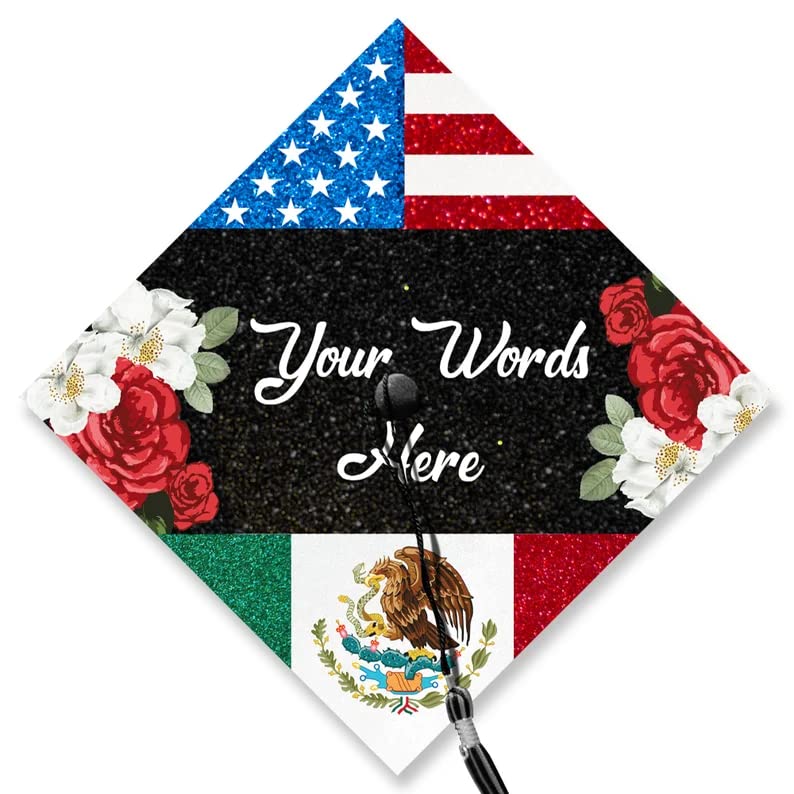 Personalized Mexican Us Flag Graduation Cap Topper – Custom Mexican ...