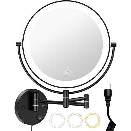 Amazon.com: Benbilry 9” Wall Mounted Lighted Makeup Vanity Mirror with ...