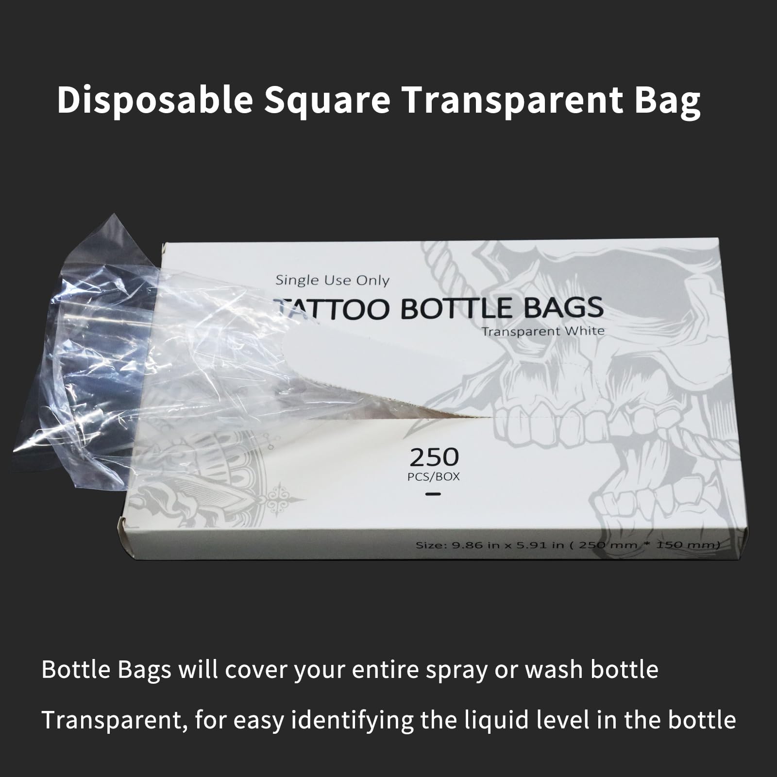 Snapklik.com : 250pcs Tattoo Wash Bottle Bags 9.86 In X 5.91 In White ...