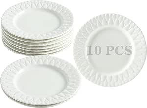 Amazon.com: 8 Inch Porcelain Appetizer Plates Set of 10, Small Dinner ...