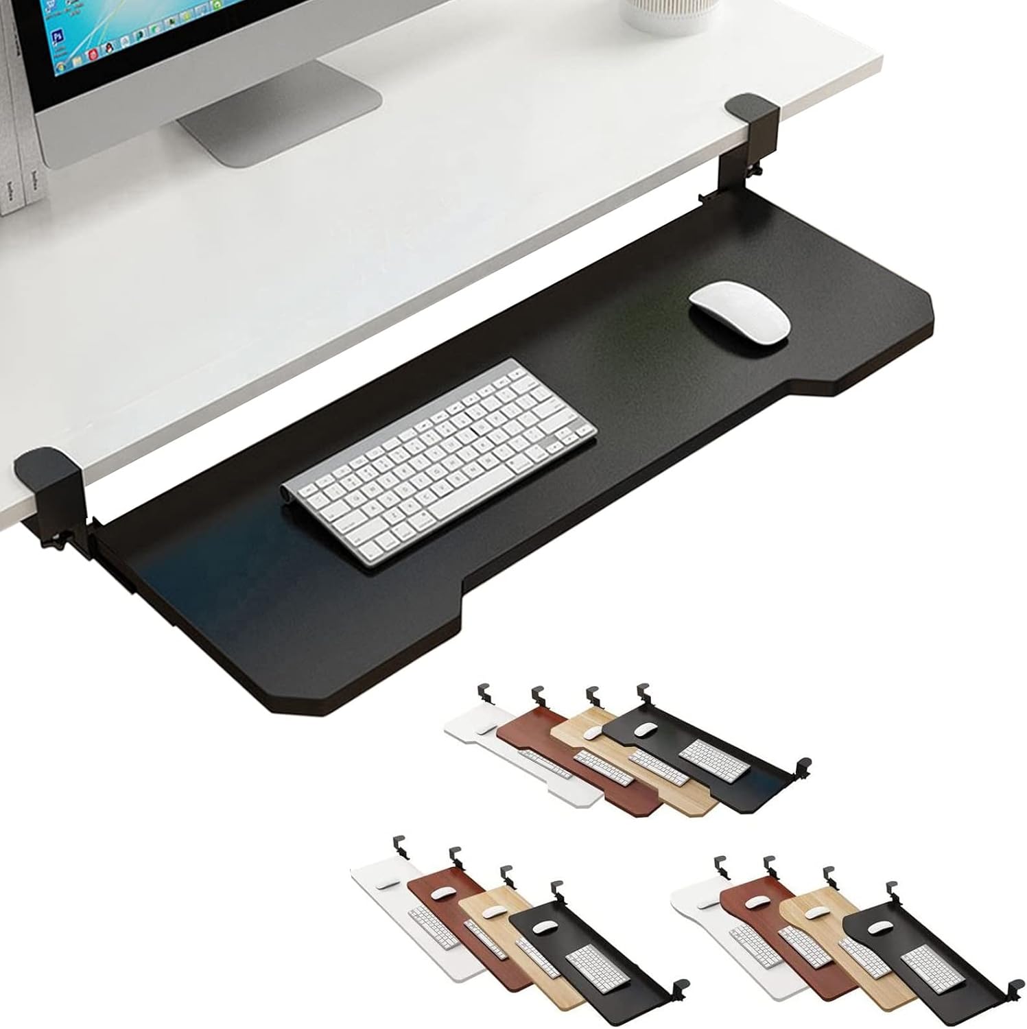 4 Colors Wooden Keyboard Tray Retrofit Clamp-on Keyboard Slider, Girls ...