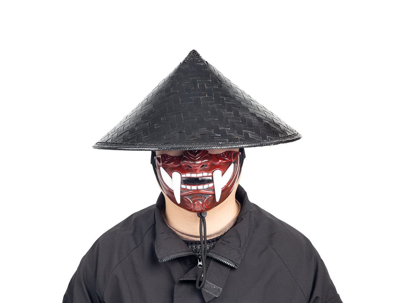 Amazon.com: ZIGFRUIT Oni Mask Half Face Samurai Mask Red Evil Demon ...