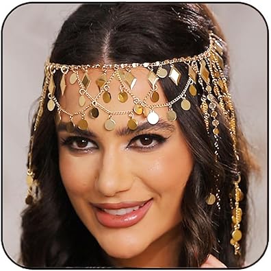 Amazon.com: Aukmla Gold Head Chain Sequin Tassel Headband Hair Chains ...