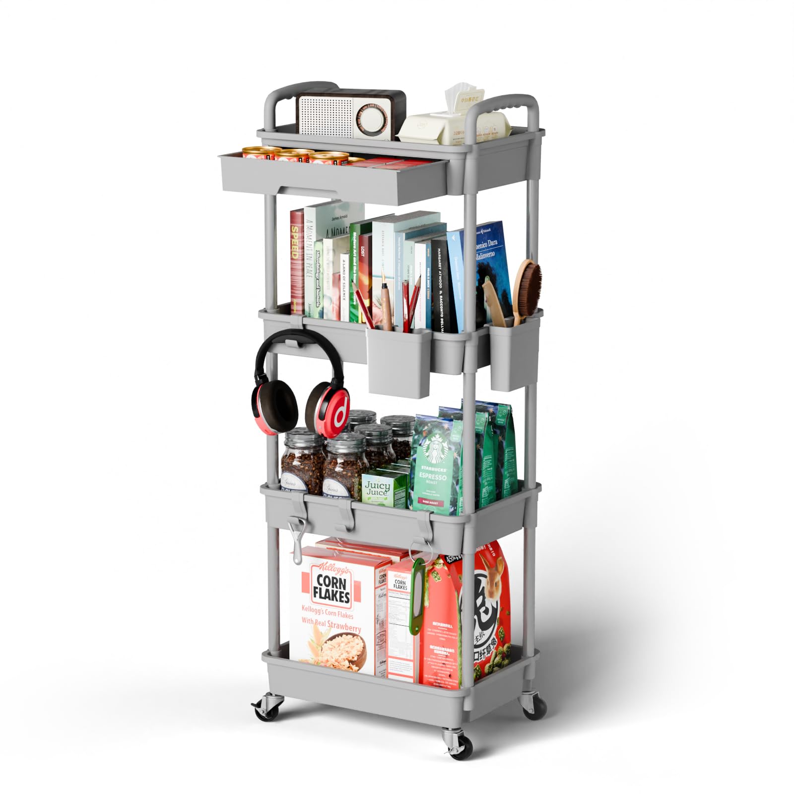 Amazon.com: Sorgion 4 Tier Rolling Cart Organizer,Art Craft Diaper ...