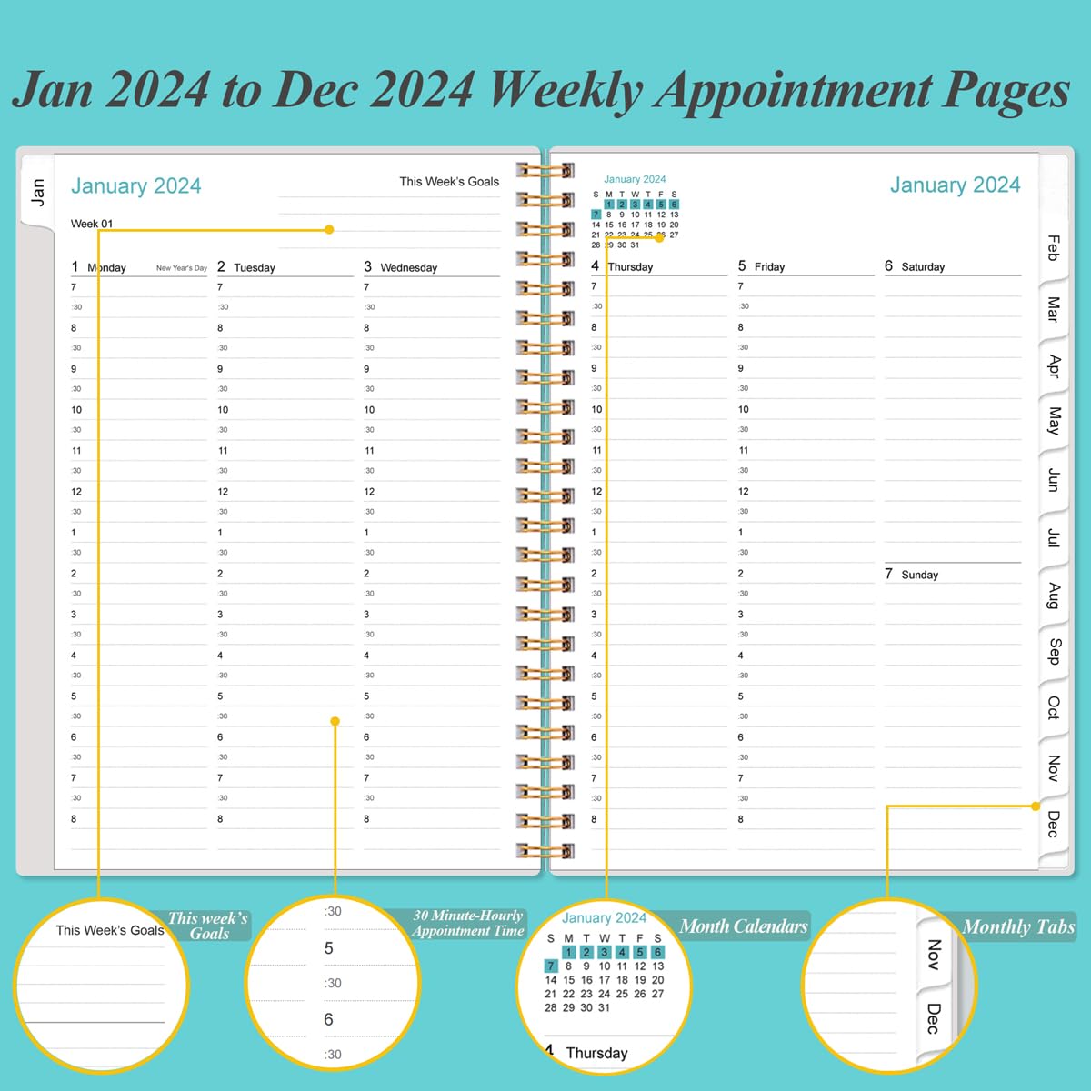 Snapklik.com : Appointment Book & Planner - A5 2025 Daily Hourly ...