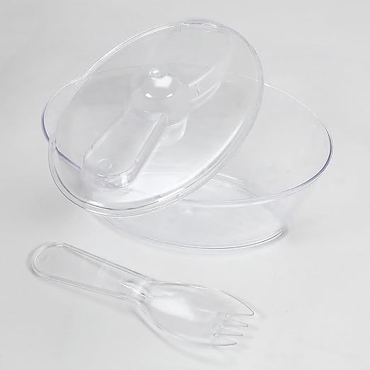 Amazon.com: Oval Container with Lid and Spork For To-Go, Takeout and ...