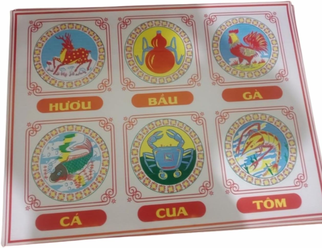 Amazon.com: BAU Cua Tom Ca Game, Vietnamese Family Game. 8D Printed ...