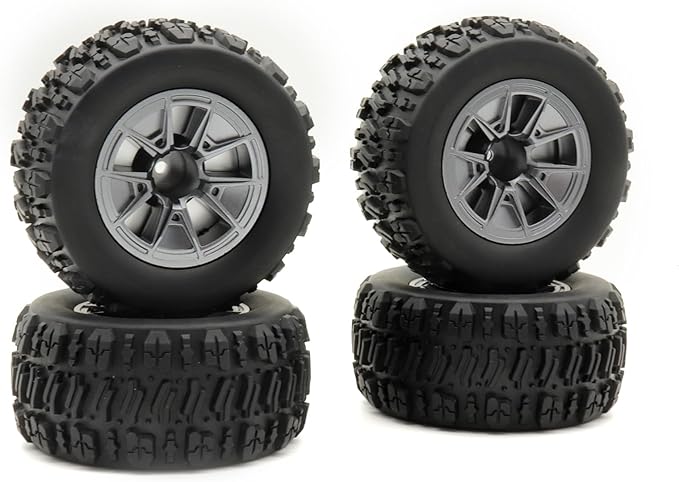 Amazon.com: 4PCS 12mm Hex 90mm (3.54") RC Wheels Monster Truck Tire Set ...
