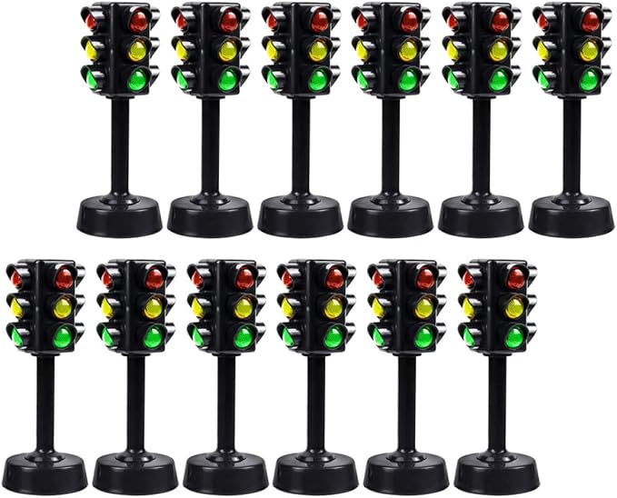 Amazon.com: Toyvian Miniature Toys 12 Pieces Traffic Mini Light Traffic ...