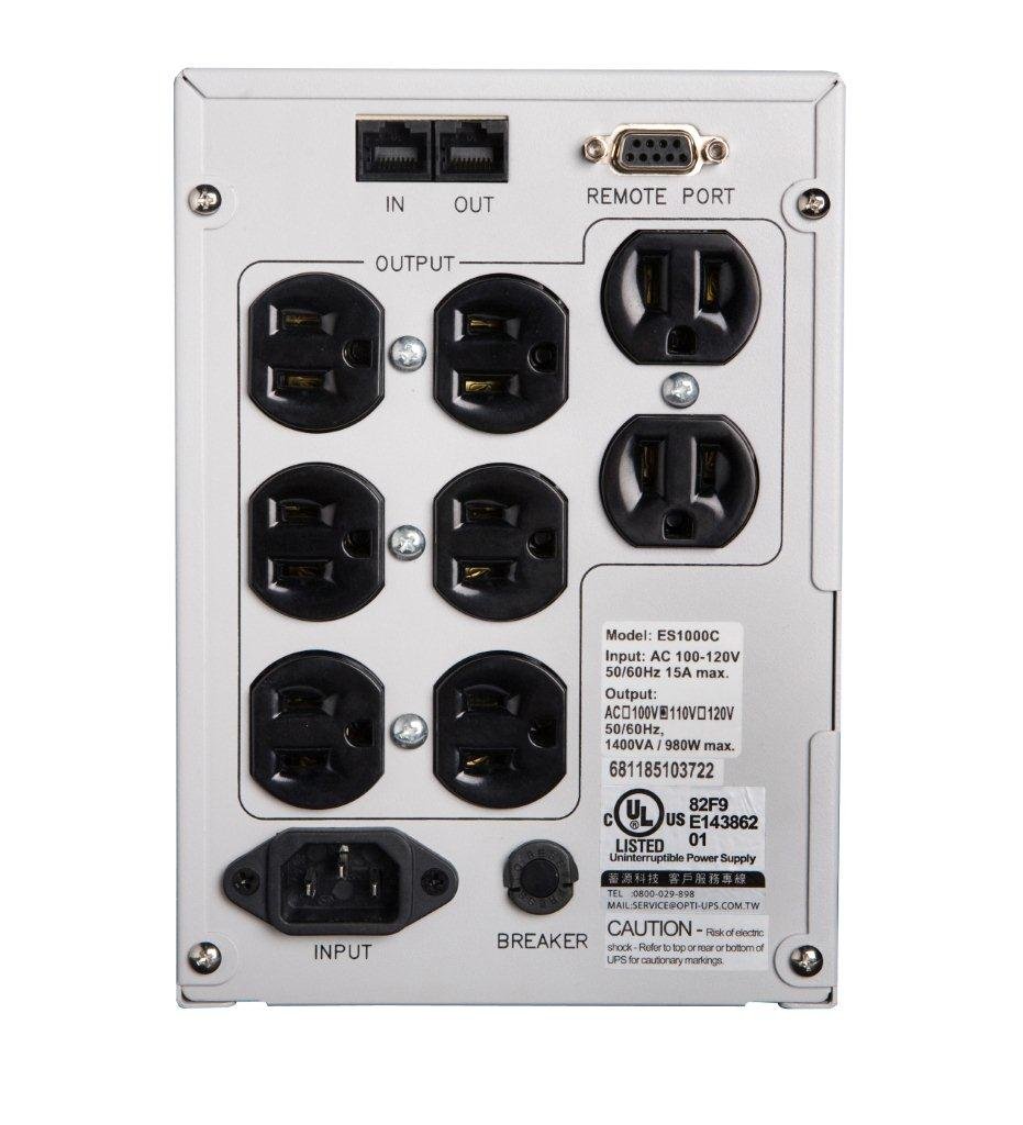 OPTI-UPS ES1000C Enhanced Series 8-Outlet Line Interactive ...