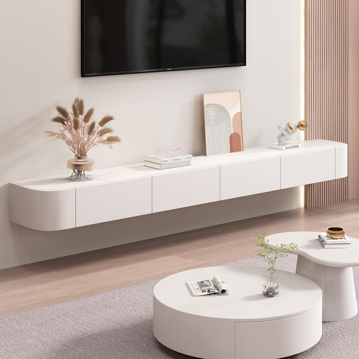 Floating TV Stand With 2 Door,Wall Mounted Entertainment Center TV ...