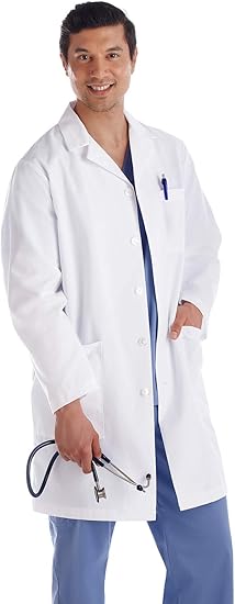 Amazon.com: Meta 15112 Fundamentals Mens 38" Lab Coat White L: Medical ...