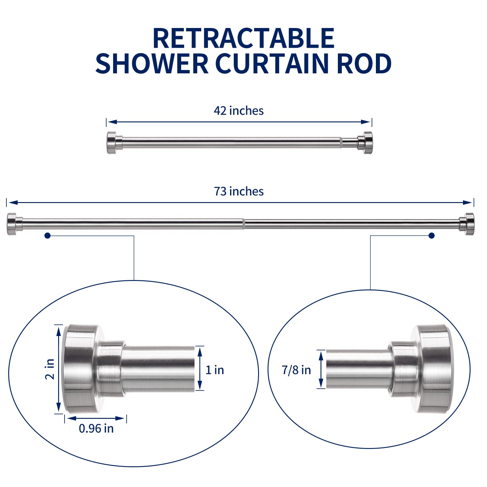 YNL Shower Curtain Rod Tension- No Drill, Never Rust, Non-Slip Spring ...