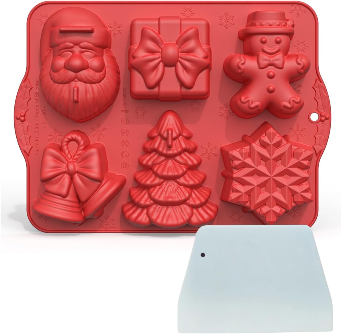 Amazon.com: 3D Christmas Silicone Molds, Large Size Xmas Baking Mold with Scraper for Cakes ...