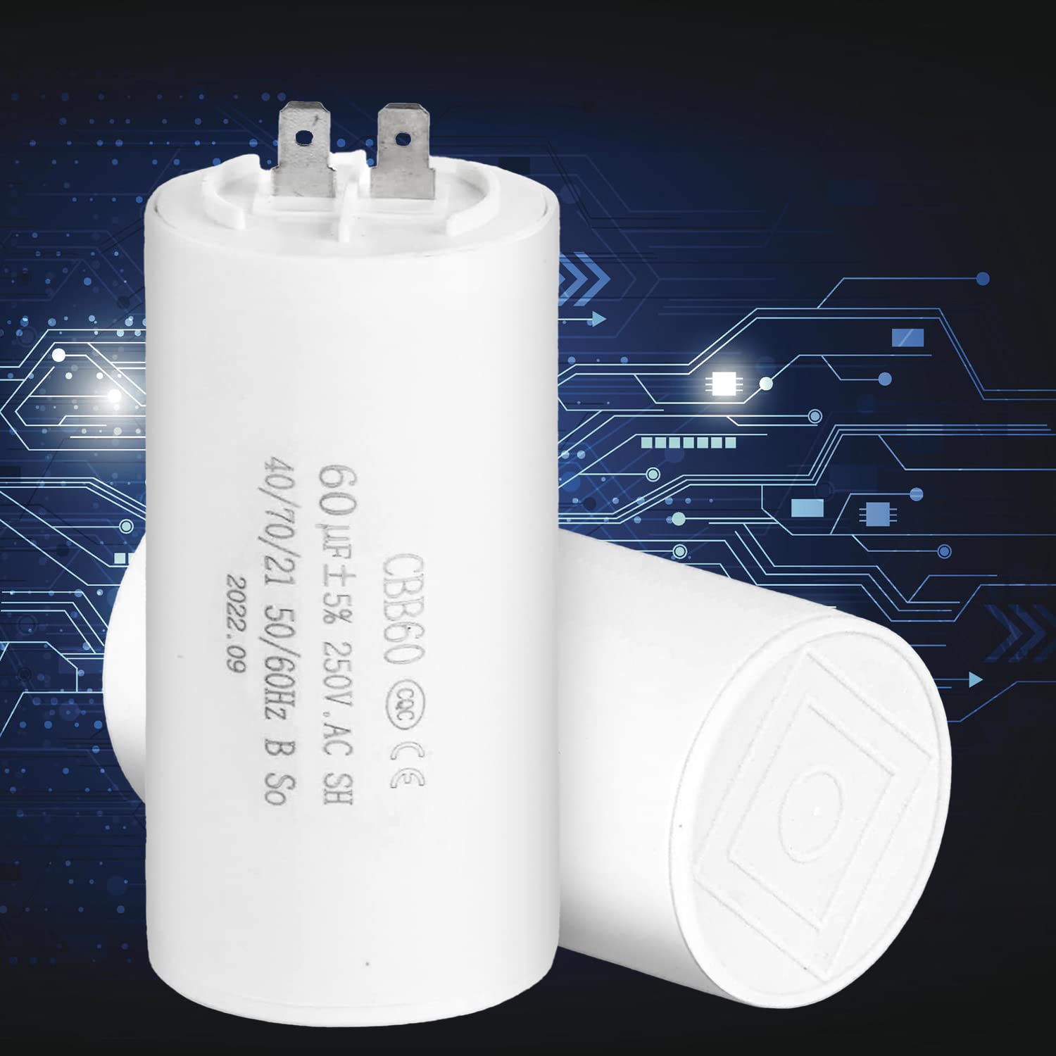 Watris Veiyi AC 250v 60μF CBB60 Run Capacitor, 50/60HZ Run Capacitor, Cylinder Shaped Motor ...