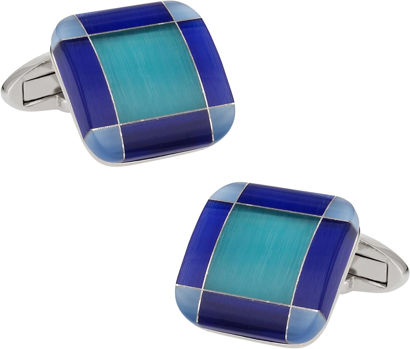 Amazon.com: Cuff-Daddy Blue Tone Glass Cufflinks with Presentation Box ...