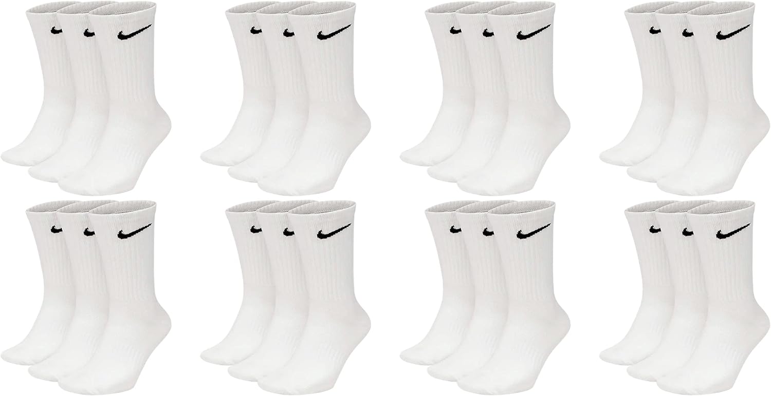 Nike Everyday Lightweight Crew SX7676 Tennis Socks White Black Grey 12 ...