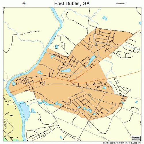 Amazon.com: Large Street & Road Map of East Dublin, Georgia GA ...