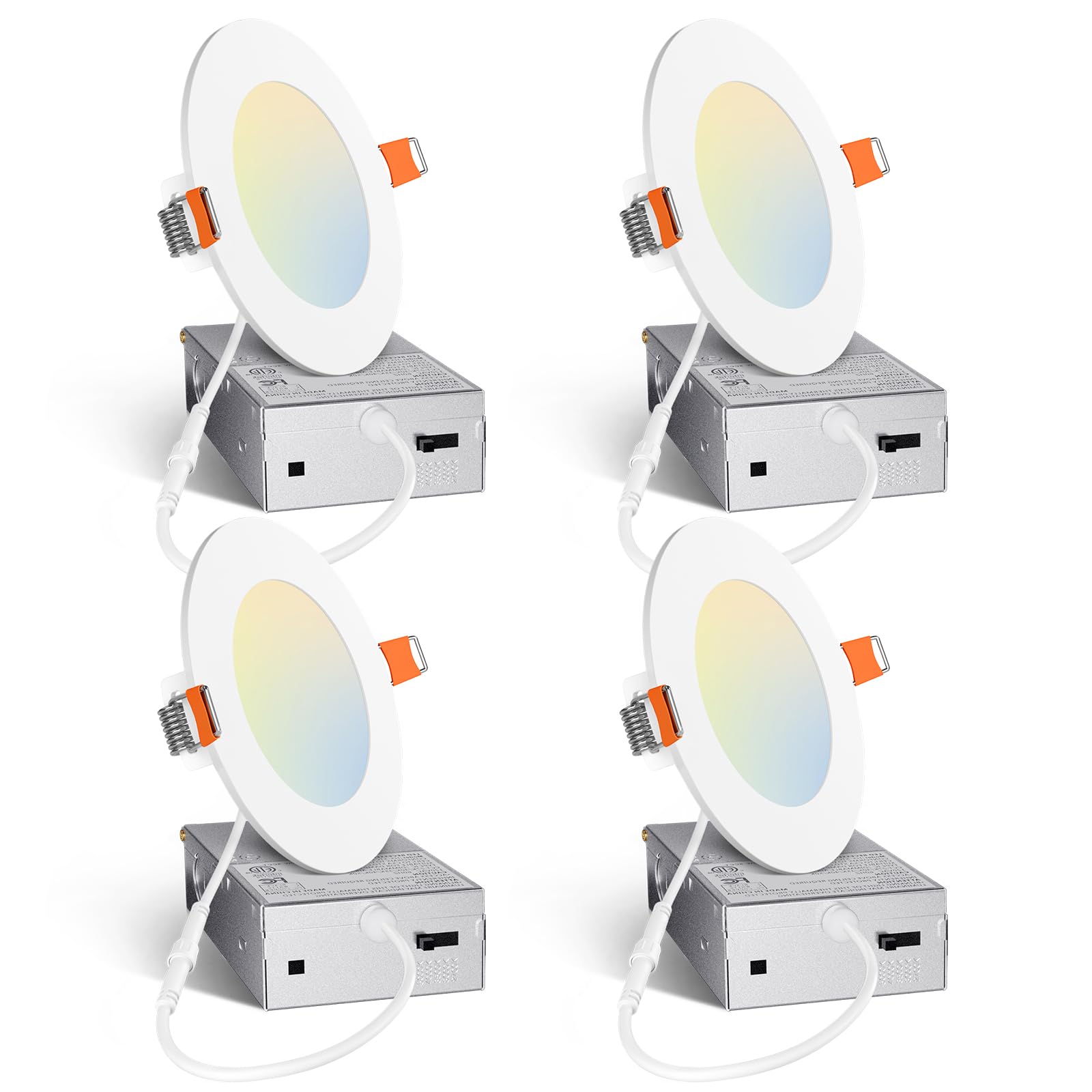 Amico 4 Pack 4 Inch 5CCT Ultra-Thin LED Recessed Ceiling Light with ...