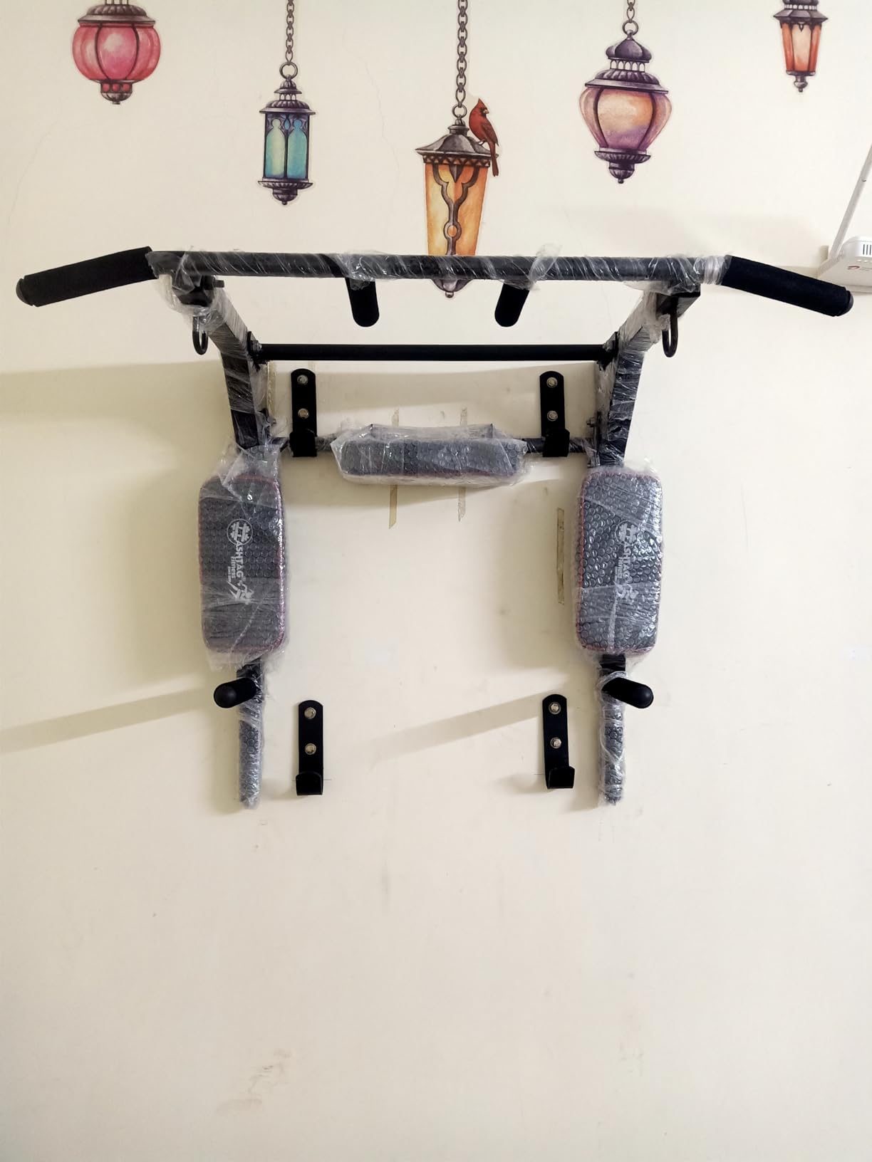 Hashtag FItness gym pulley systems 7in1 wall mount pull up bar for home ...