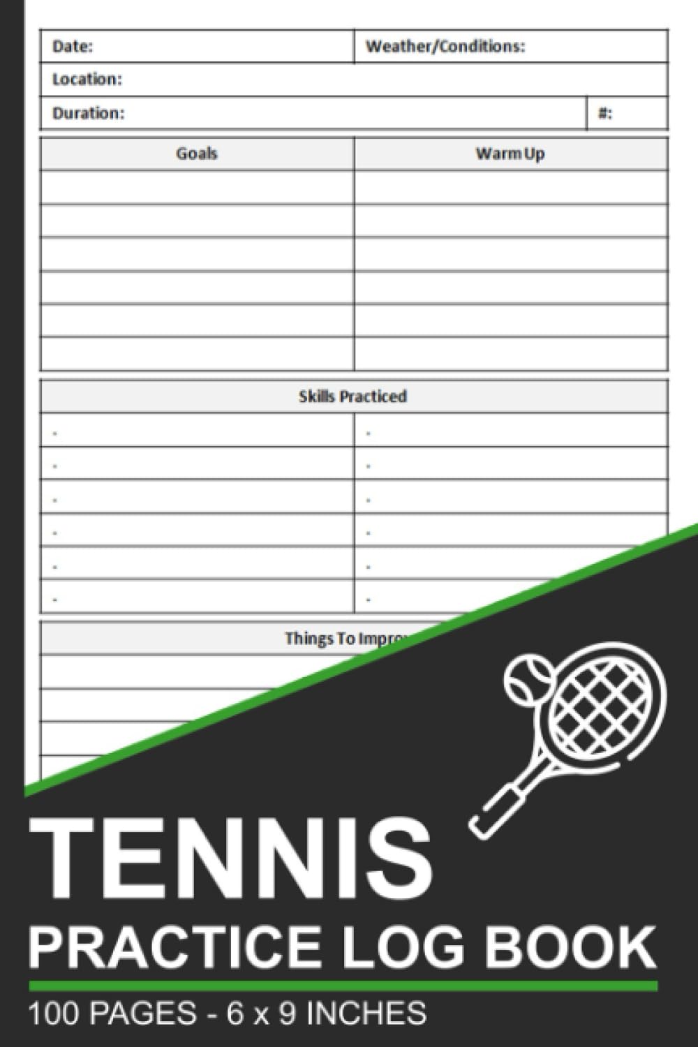 Tennis Practice Log Book: Daily Tennis Training Journal | Tennis ...