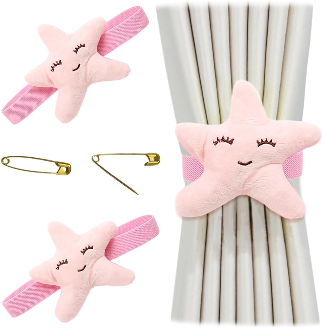 Amazon.com: 2 Pcs Cartoon Star Curtain Holdbacks Adjustable Curtain ...