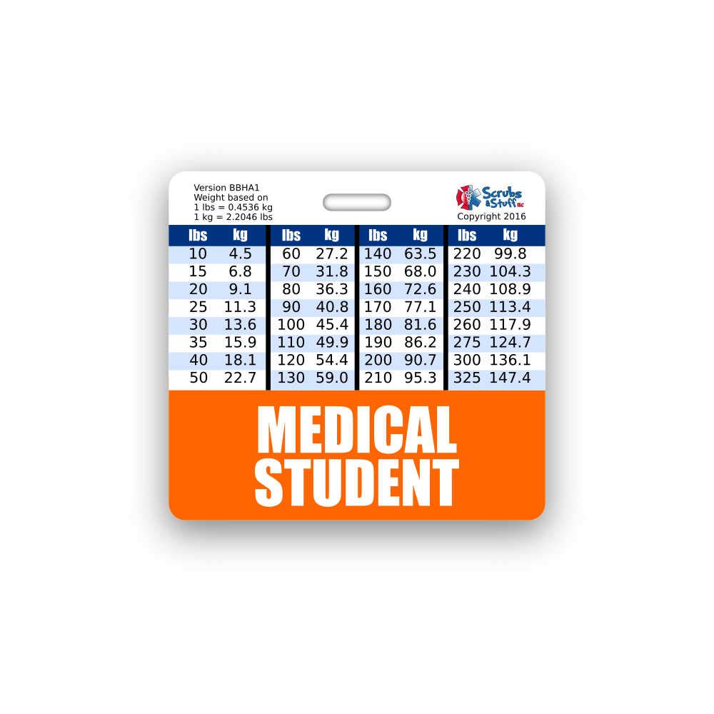 Buy Medical Student Badge Buddy Horizontal w/Height & Weight Conversion ...
