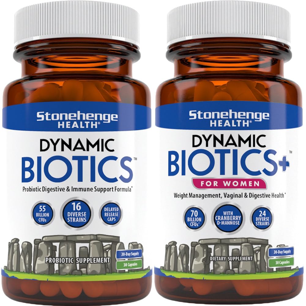 Amazon.com: Stonehenge Health Dynamic Biotics + Dynamic Biotics+ for Women Probiotics Bundle ...