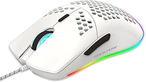 ROCK POW Honeycomb Gaming Mouse Ultralight High-Precision 8000 DPI Optical Sensor 6 Programmable ...