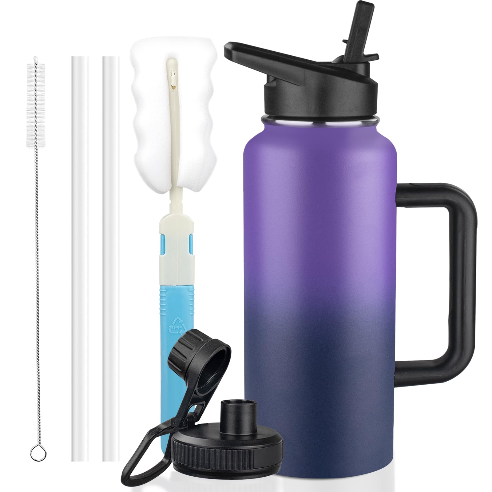 Amazon.com: 32oz Insulated Water Bottle with Handle, Stainless Steel ...