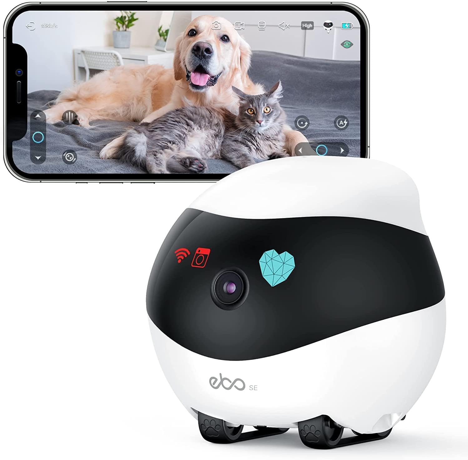 Enabot EBO ROLA PetPal 2.5K Katzenkamera mit Lagerung Modul,WLAN Mobiler Emo Robot mit ...