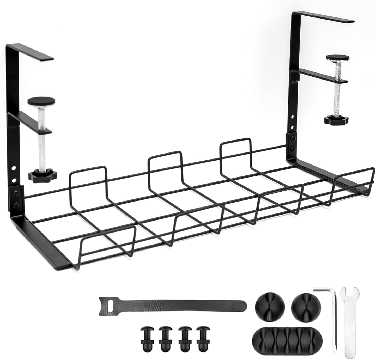 Amazon.com: Cable Management Tray Under Desk,Upgraded Long Arm Clamp to ...