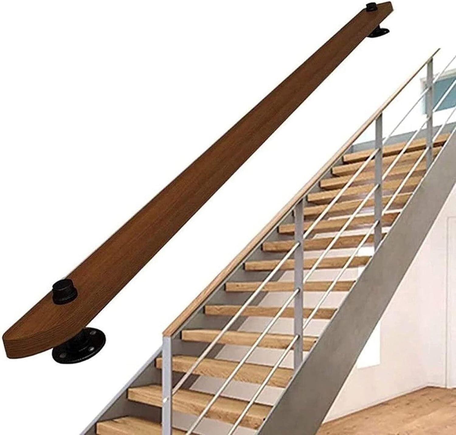Wall-Mounted Stair Handrail 1-10ft - Indoor Solid Wood Stair Handrail ...
