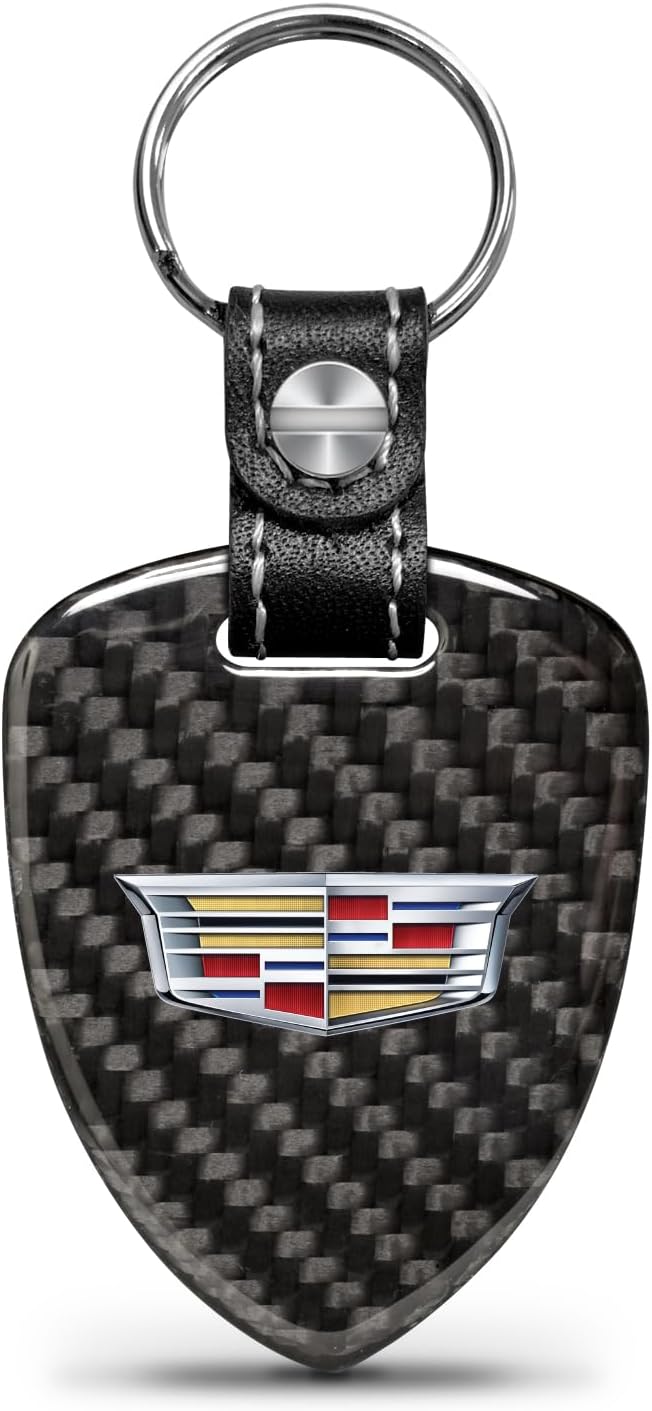 iPick Image Real Black Carbon Fiber Large Shield-Style Key Chain ...