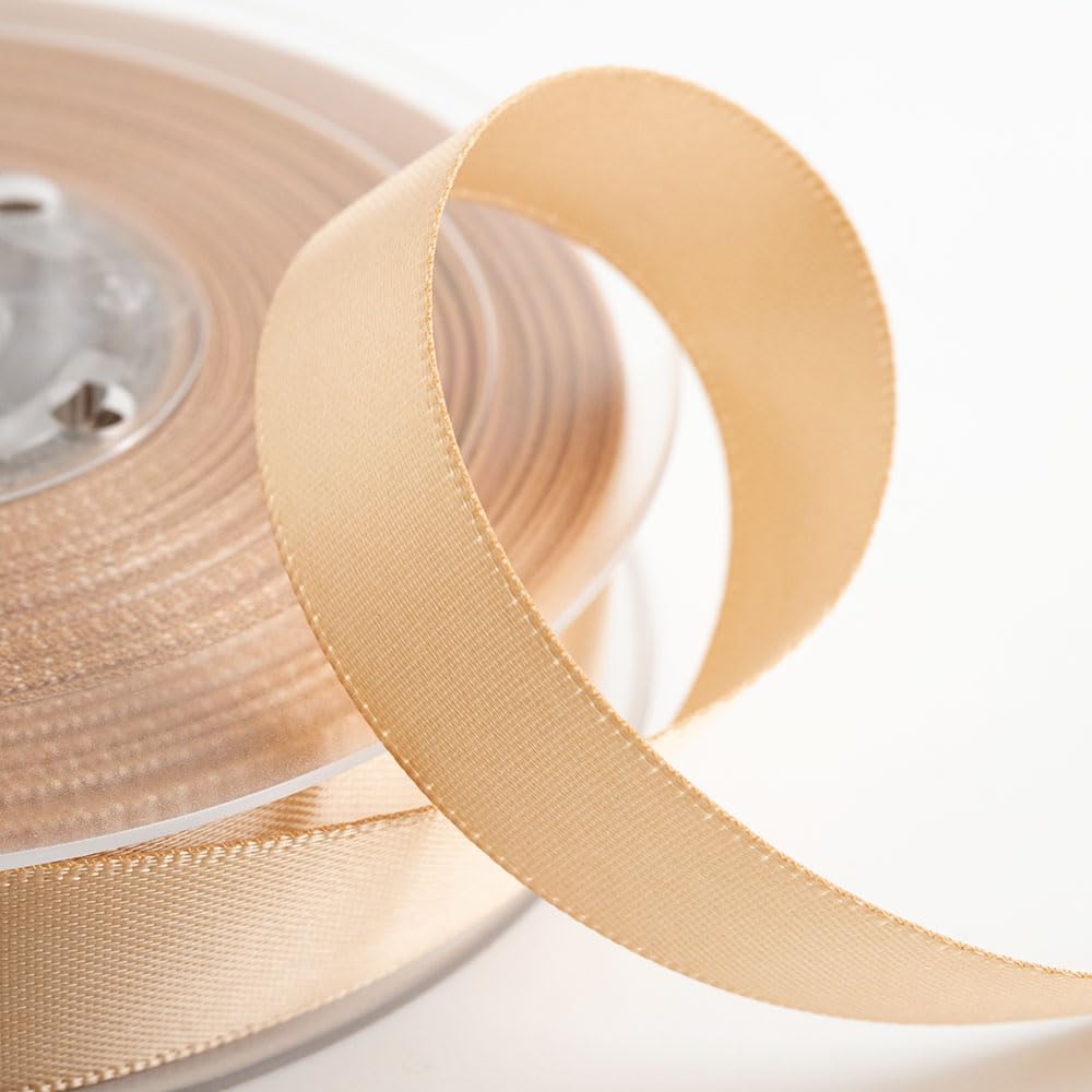 Italian Options Satin Ribbon, 25mm Wide x 25 Metre Roll, Champagne ...