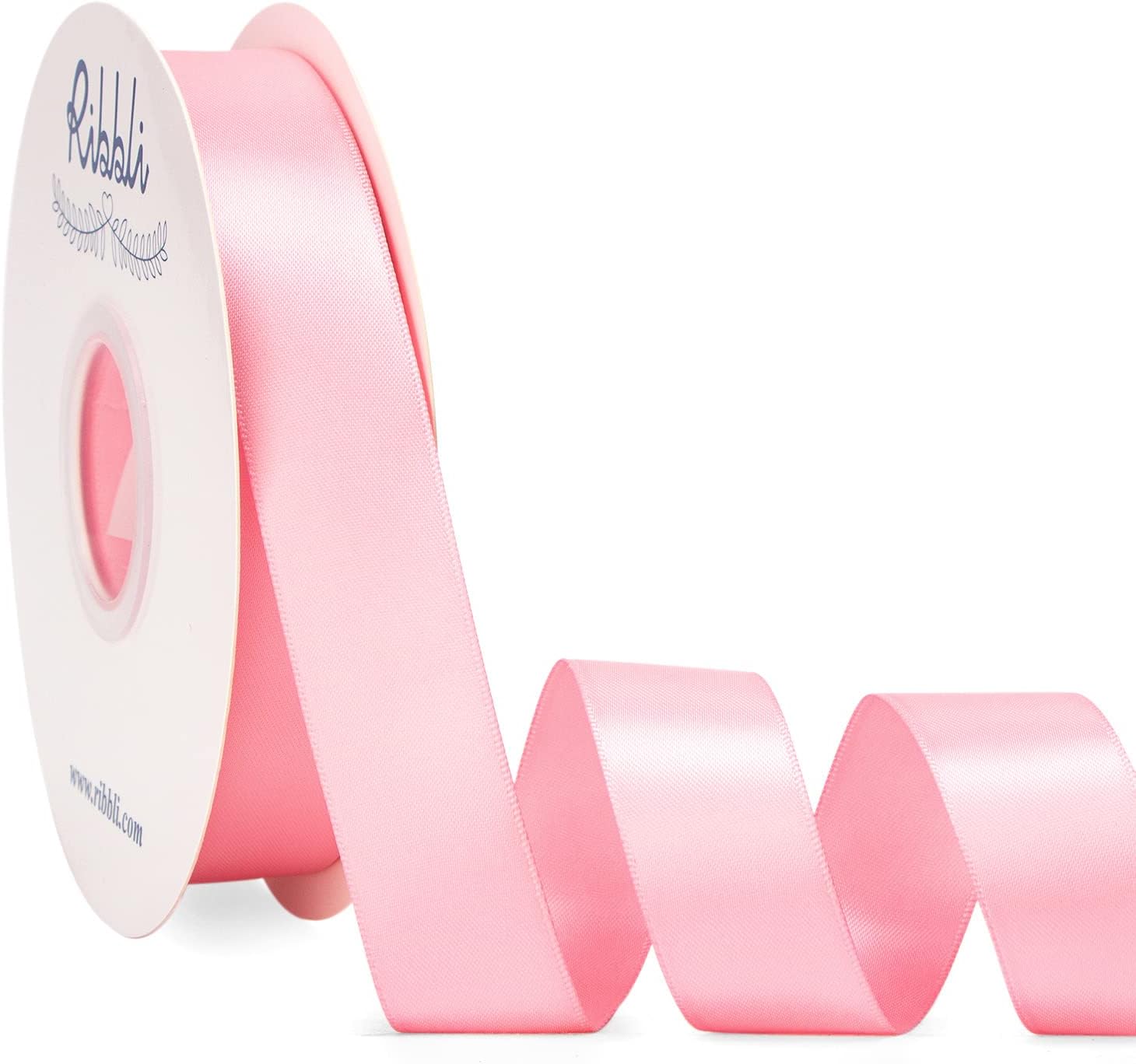 Amazon.com: Ribbli Pink Satin Ribbon Double Faced Satin 1 inch x ...